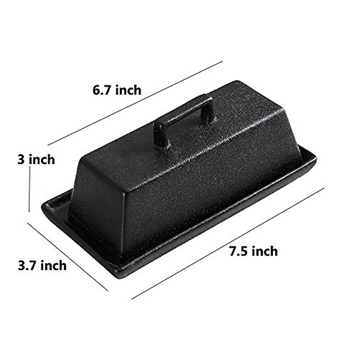 Sizikato Porcelain Butter Dish with Lid, Matte Black-7.5 inch