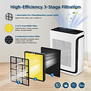 Vital 200S Absorber Air Purifier Replacement Filter Compatible with LEVOIT Vital 200S Air Purifiers, 3-in-1 H13 Grade True HEPA Filter Replacement