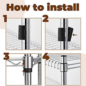 Moicstiy 50 Pack 1 Inch Wire Shelving Shelf Lock Clips, Plastic Shelving Clips Replacement Black Sleeve Shelf Clips for Wire Shelving, Post Wood Metal Pole(25 Pair)