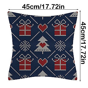 Scceatti Christmas Throw Pillow Covers 18x18 in Square Farmhouse Pillow Cover with Zipper Christmas Tree ElegantToss Xmas Style Pillow Case Protector for Couch Sofa Bed Living Room Decorations Gifts