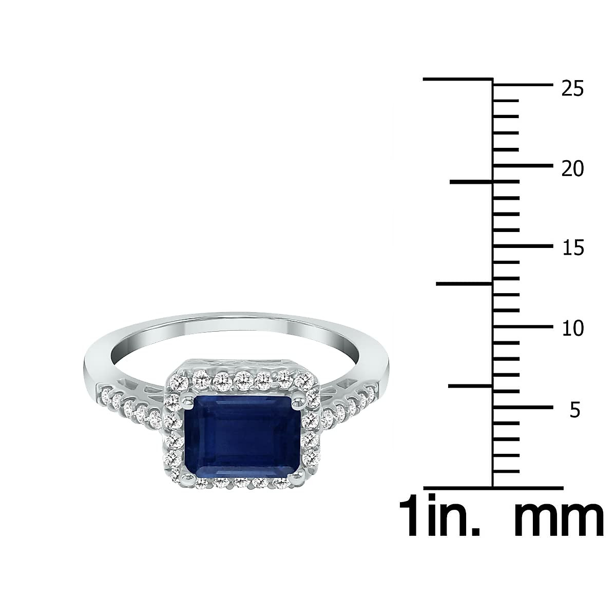 SZUL 2 1/2 Carat TW Emerald Cut Sapphire Diamond Ring in 10K White Gold