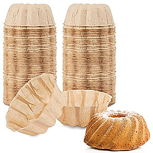 Stock Your Home Mini Fluted Tube Pan for Baking (25 Pack) Disposable Paper Cake Pans for Baking Nonstick Paper Molds for Baking Mini Angel Food Cake, Pie, Scone, Pineapple Pound Cakes