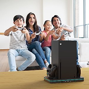 CODOGOY Vertical Charging Stand with Cooling Fan, Compatible with Xbox Series X/S Console and Controller, Dual Controller Charger Station Dock Accessories with 3 USB Ports