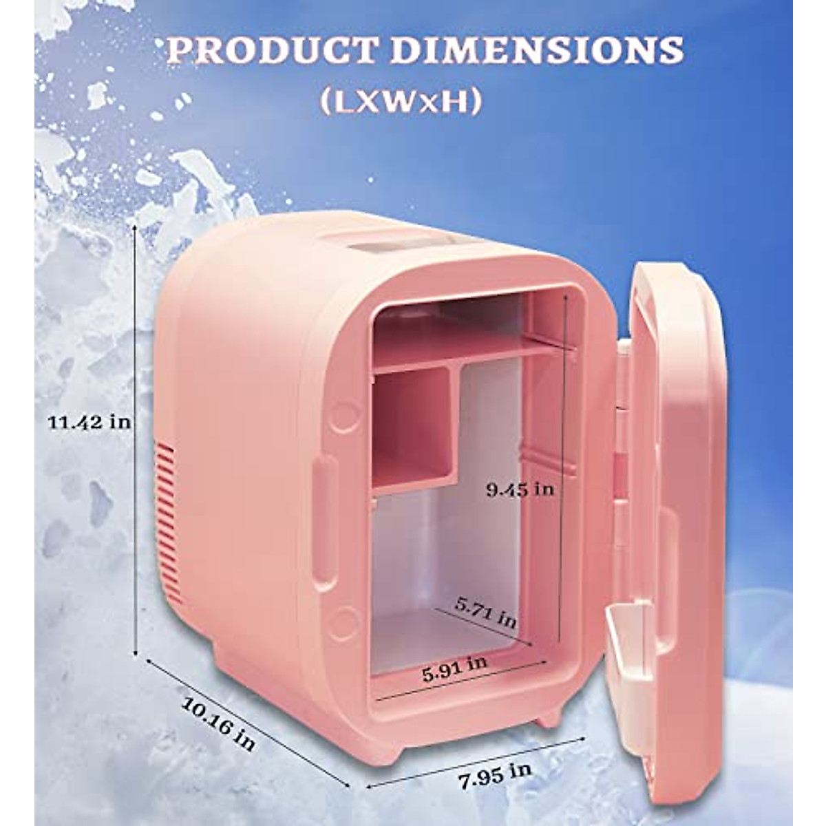 VNIMTI Mini Skincare Fridge 8 Liter, Portable Small Compact Refrigerator Mirror Makeup Fridge with AC/DC Power, Perfect for Bedroom, Office, Car, Outdoor (Mirror - Pink)