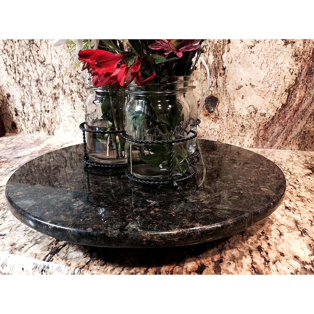 HOIGON 4 Pack 12 Inch Lazy Susan Hardware with Mounting Screws and Cork Spacers, 5/16" Thick 360 Degree Rotating Turntable Bearings, Round Lazy Susan Bearing Hardware Turntable Swivel Plate