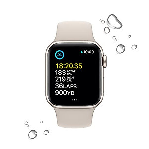 Apple Watch SE (2nd Gen) (GPS, 40mm) - Starlight Aluminum Case with Starlight Sport Band, S/M (Renewed)