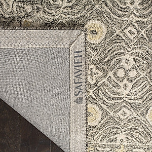 SAFAVIEH Micro-Loop Collection Accent Rug - 2'6" x 4', Charcoal & Ivory, Handmade Wool, Ideal for High Traffic Areas in Entryway, Living Room, Bedroom (MLP801H)