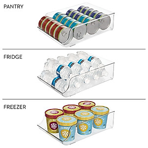 iDesign Recycled Water Bottle Organizer Bin for Kitchen, Basement, Garage Fridge, Set of 1, Clear Plastic