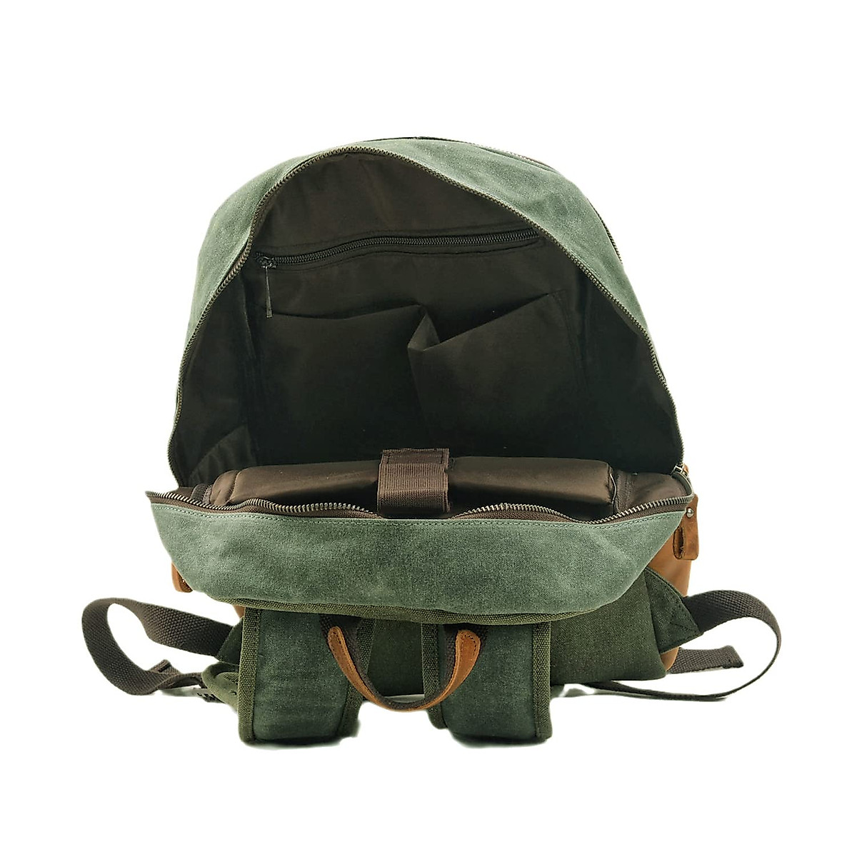 WUDON Leather Laptop Backpack for Women 2022 New Waterproof Travel Leather Backpack Vintage Waxed Canvas Shoulder Rucksack for School Flight Hiking