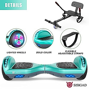 SISIGAD Hoverboard with Seat Attachment, Hoverboard Go Kart Combo, 6.5" Bluetooth Hover Board with Seat Attachment for Hoverboard