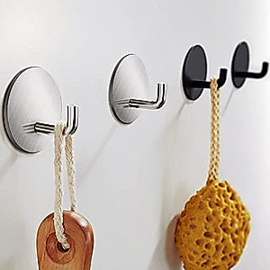 NUZYZ Wall Towel Hooks Coat Hook Hanging Hooks, Heavy Duty Stick on Wall Door Hooks Waterproof Reusable Towel Hooks Adhesive Holders for Hanging Clothes Kitchen Bathroom Adhesive Hooks