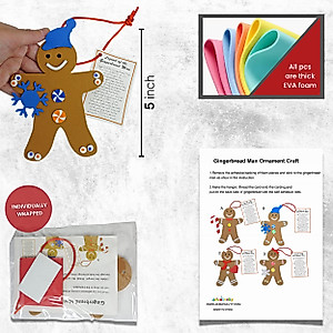 4E's Novelty Legend of Gingerbread Man Ornament Craft - 12 Pack Bulk Foam Christmas Ornaments Set, Ages 3-12, Self-Adhesive, DIY Ornaments for Christmas Tree, Classroom Art Project