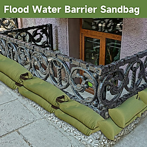 Flood Water Barrier Sand Bags - 4Pcs Thickened Long Canvas Flood Protection Sandbags with Insert Buckle Reusable Quick Flood Barrier for Home Door Window Basement Garage Floor Flood Control - 11"x28"