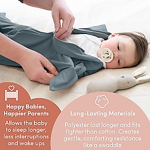 SleepingBaby Zipadee-Zip Cozy Transition Swaddle - with Zipper, Polyester, Spandex - Roomy Baby Wearable Blanket for Easy Diaper Changes - Classic Grey, Small (4-8 Month)