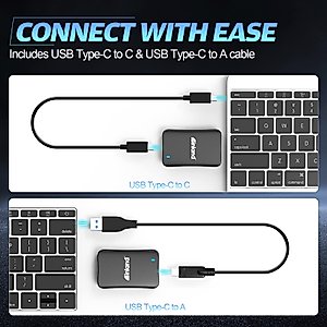 INLAND Platinum 1TB External SSD USB3.2 Type-C, Read/Write Speed up to 1100MB/s and 1000MB/s, Portable Solid State Drive with Type-C to C & Type-C to A Cable for PC/Laptop/Windows/Mac OS/ PS4/ PS5