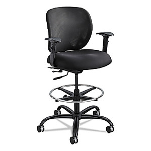 Safco 3394BL Vue Heavy-Duty Extended Height Stool Fabric Seat Nylon Mesh Back Black