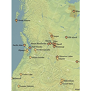 North America National Parks Map 18x24 Poster (Natural Earth)