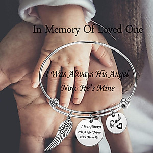 WUSUANED Memorial Bracelet I Was Always His Angel Now He's Mine In Memory Of Loved One Dad Sympathy Gift (In memory of dad bracelet)