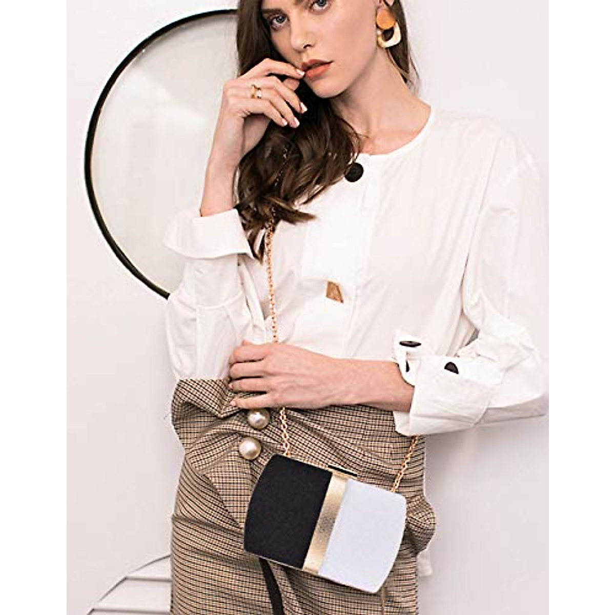 Selighting Glitter Clutch Evening Bags for Women Formal Bridal Wedding Clutches Purses Prom Cocktail Party Handbags Black White