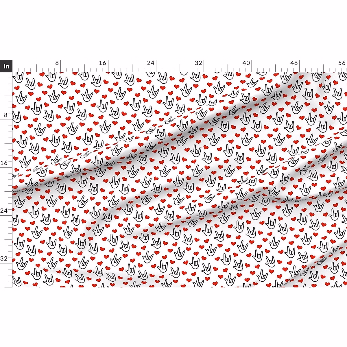 Spoonflower Fabric - Love Yous Hearts Valentine You Sign Language Printed on Polartec(R) Fleece Fabric Fat Quarter - Sewing Blankets Loungewear and No-Sew Projects
