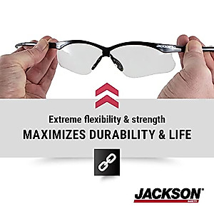 Jackson Safety SG Glasses Anti-Scratch Clear Lenses with Black Frame (Pack of 3), 50000