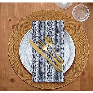 Life By Cotton Farmhouse Beaded Placemats for Dining Table- 13 inch Dia Off White, Beaded Placemats Round for Dining Table, Occasional Decoration and Family Parties Celebrations,Set of 2