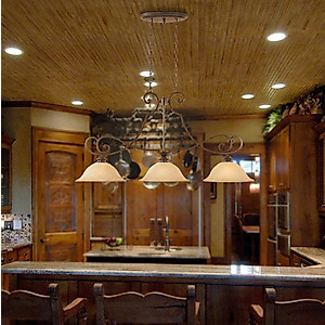 Designers Fountain 81838-FSN Mendocino Collection 3-Light Island Fixture, Forged Sienna Finish with Warm Amber Glaze Glass Shades