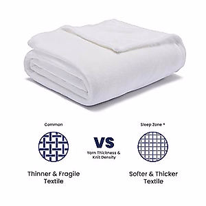 SLEEP ZONE Flannel Fleece Blanket Throw Size (50"x60") Lightweight Super Soft Fuzzy Plush Bed Sofa Couch Travel Blanket (White)