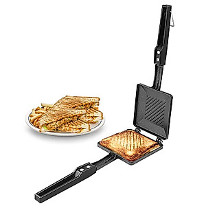 G & D Non-Stick Aluminum Double Sided Foldable Pan, 13 x 5 x 1.5 in, Suitable for Frying, Panini, Sandwiches, Omelettes, and More