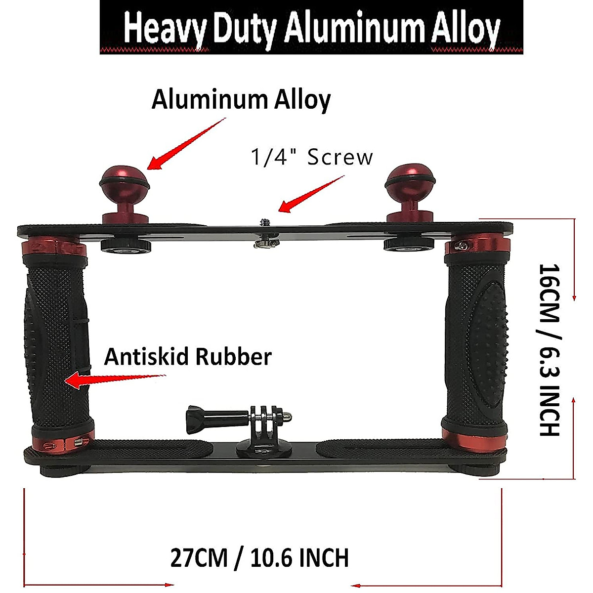 Aluminium Alloy Underwater Lights Dive Light Video Light Stabilizer Tray Handheld Handle Stabilizer Support Bracket Camera Mount for Action Camera and Any Other Camera with 1/4 inch Screw Hole