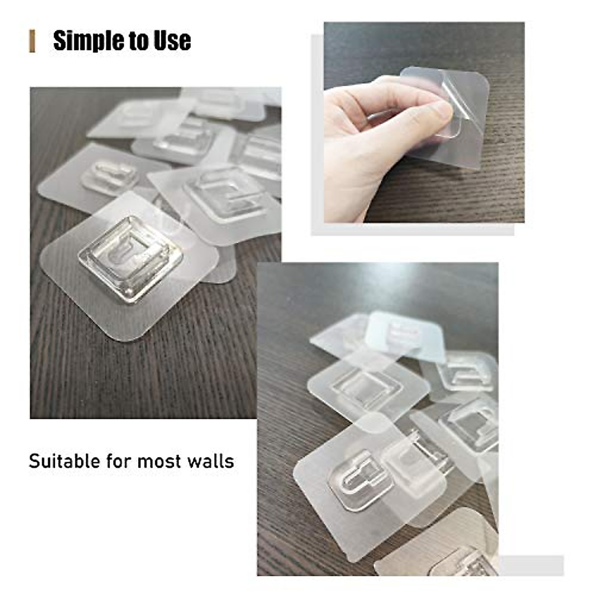 6PCS Double Sided Adhesive Wall Utility Hooks, Waterproof Strong Hanger Clear Wall Storage Holder Self-Adhesive Hooks for Bathroom Kitchen, No Punching Wall Harmless
