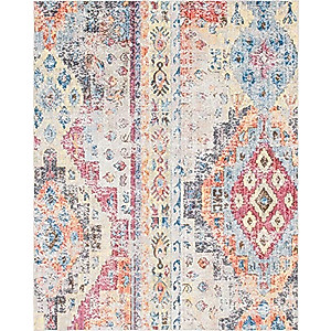 Unique Loom Basilica Collection Traditional Vintage Bohemian Inspired with Colorful Design Area Rug, 8' 0" x 10' 0", Multi/Beige
