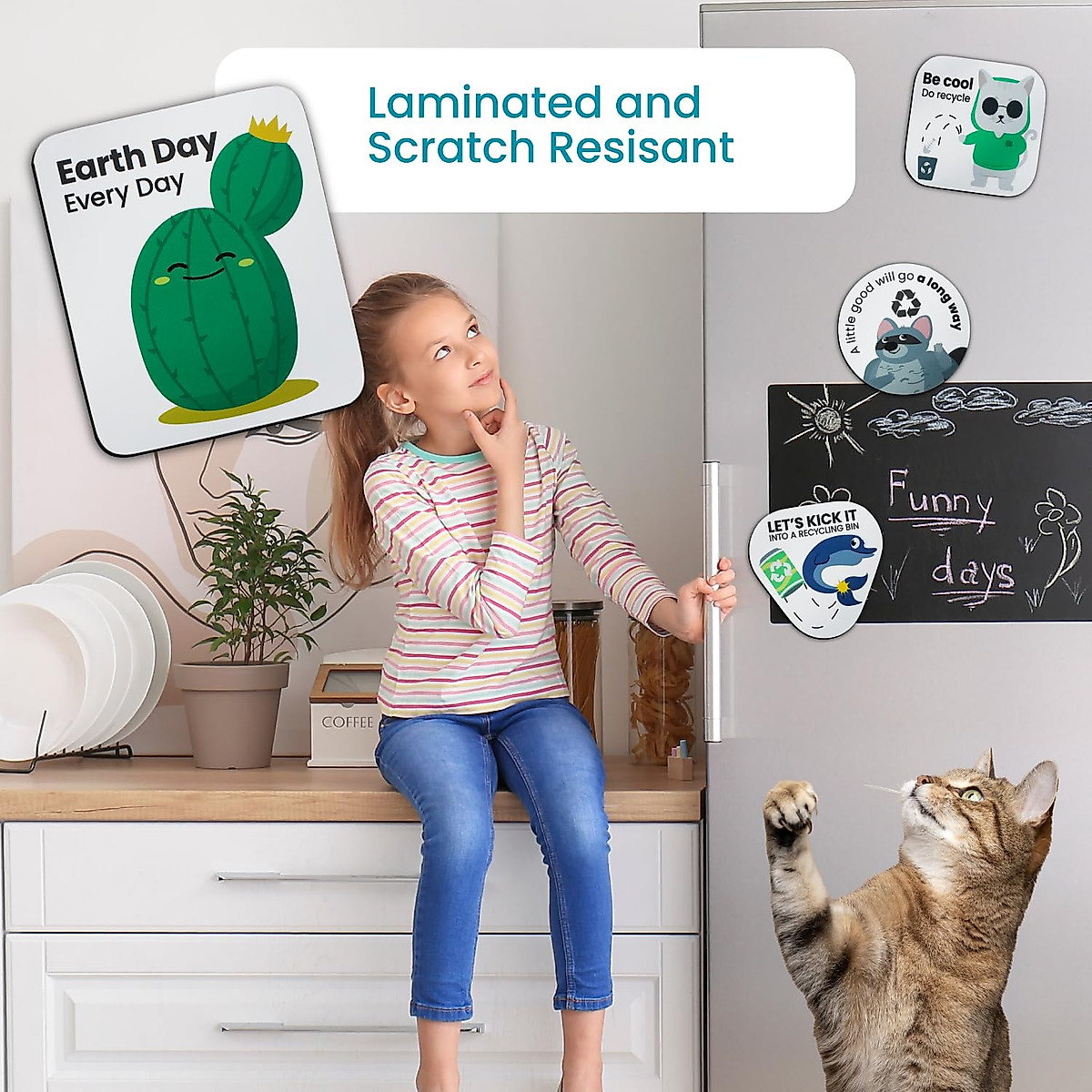 Home Zone Living Kitchen Trash and Recycling Combo Assorted Magnetic Sticker Set, 3.94 inch x 3.94 inch, 6-Pack Total of Assorted Magnetic Stickers