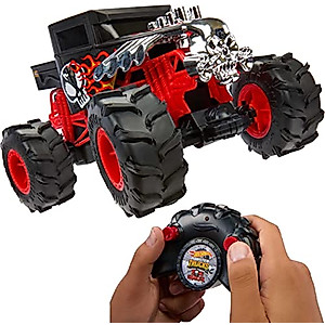 Hot Wheels RC Monster Trucks Bone Shaker in 1:15 Scale, Remote-Control Toy Truck with Terrain Action Tires