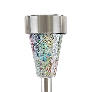 Solar Outdoor LED Light, Battery Operated Stainless Steel Mosaic Pillar Path and Walkway Lights for Landscape, Patio and Pathways by Pure Garden