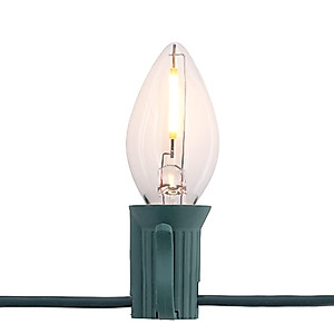 Creative Hobbies LED Night Light Bulbs, 4W 5W 6W 7W Incandescent Equivalent, C7 Candelabra Base, Indoor and Outdoor Christmas Light Strings, Electric Window Candles, Night Lights (25)