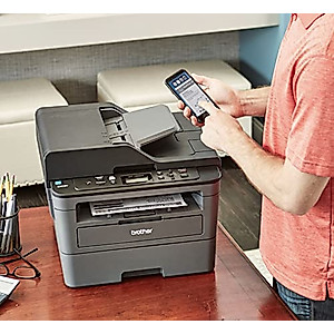 Brother DCP-L25 Series Monochrome All-in-One Laser Printer for Home Office, Print, Scan, Copy, Wireless, 2400 x 600 dpi, 36 ppm, Automatic Duplex Printing, Bundle with MTC Printer Cable