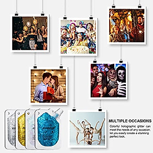 Holographic Face Glitter Gel Body Shimmer Makeup for for Hair, Face, Clavicle, Arm, Nail, Eyeshadow, Long Lasting Waterproof Mermaid Sequins Party Glitter for Rave Festival, 1.35oz (Illusion Purple#3)