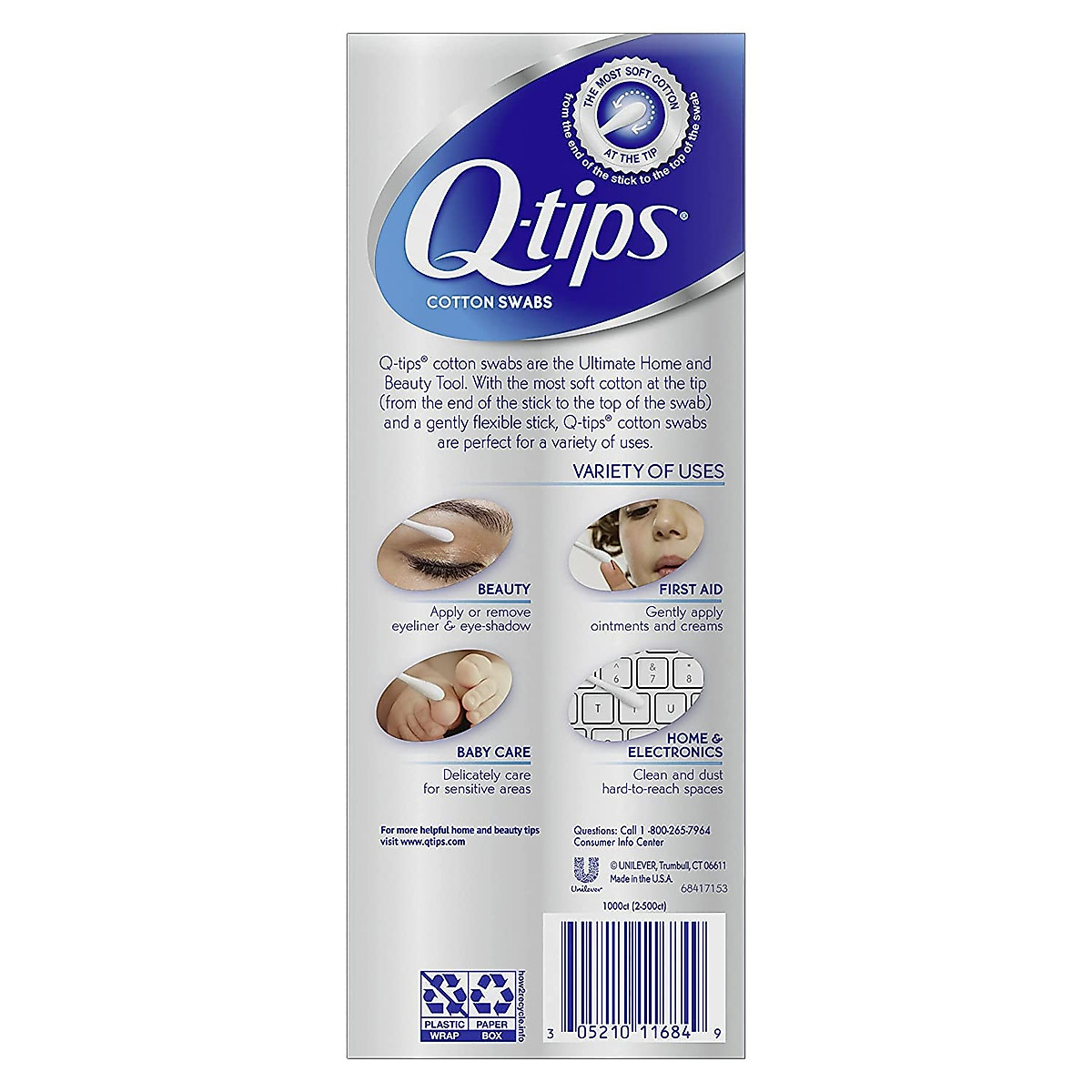 Q-tips Cotton Swabs, 300 Count (Pack of 2)