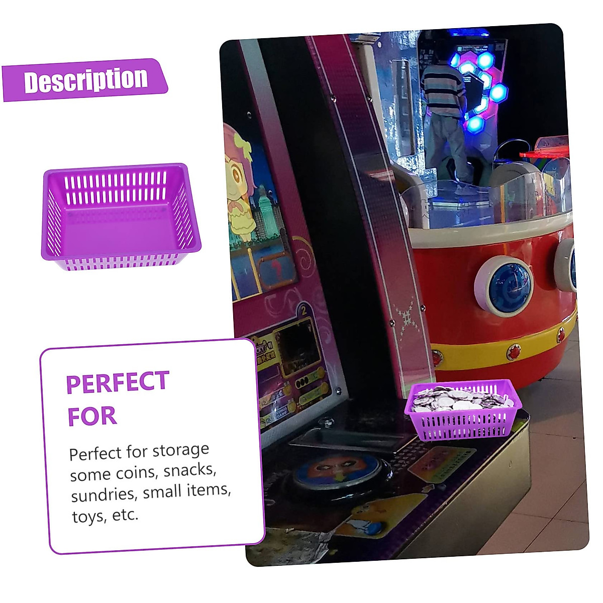 Holibanna 10pcs Game Machine Coin Basket Storage Baskets Plastic Stackable Pantry Bins Plastic Food Container Plastic Containers Coin Machine Baskets Hamper Purple Desk Groceries