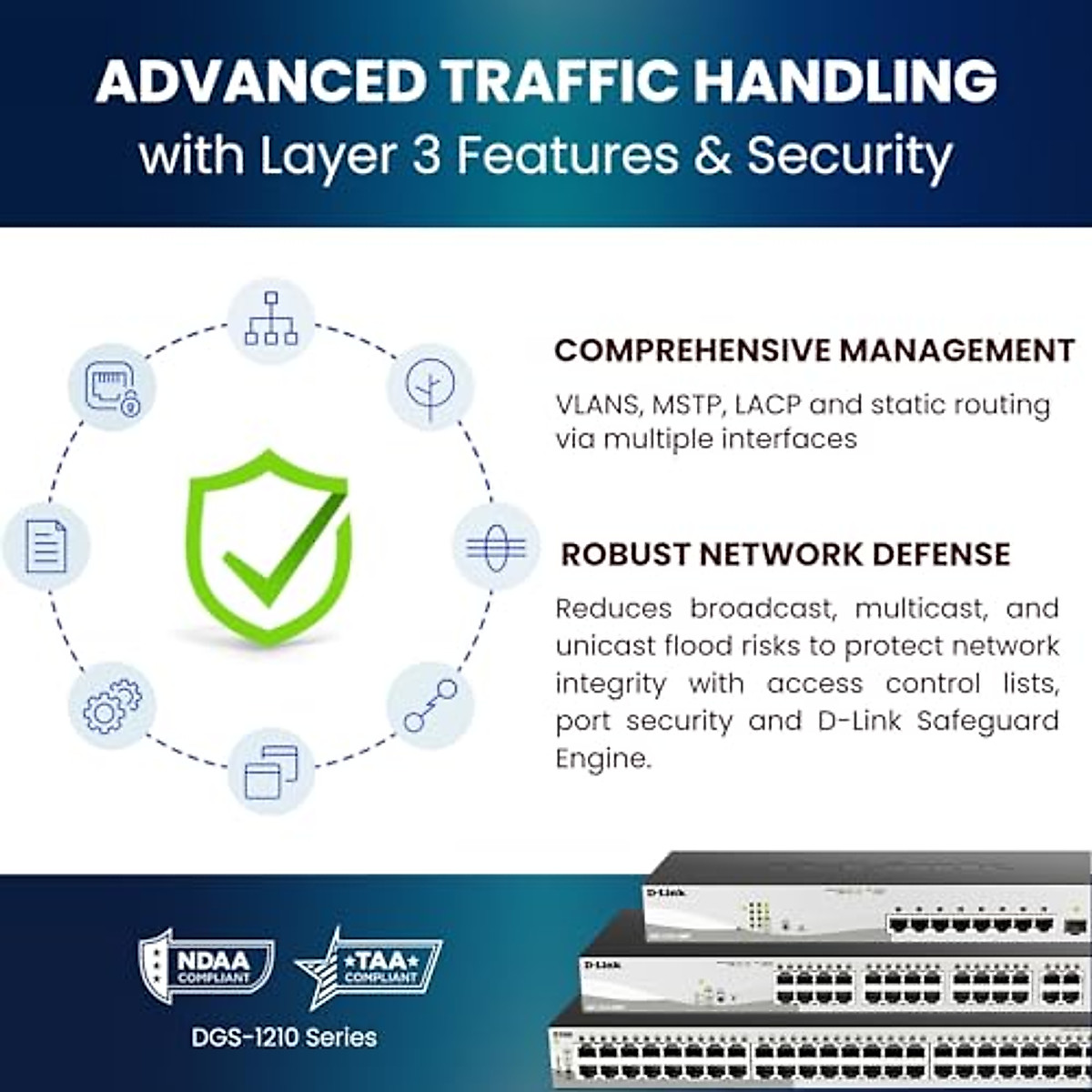 D-Link 52-Port Gigabit Smart Managed PoE+ Switch | 48 PoE+ Ports (370W) + 4 Combo SFP Ports| L2+ |VLANs |Web Managed |Surveillance Mode | Rackmount | NDAA Compliant | Lifetime Warranty (DGS-1210-52MP)