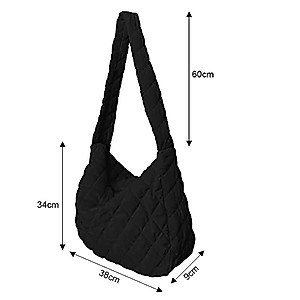 JOYART Women's Tote Bag-Casual Quilted Bag Fashion Crossbody Shoulder Bag with Zipper for Office, Travel, School-Black