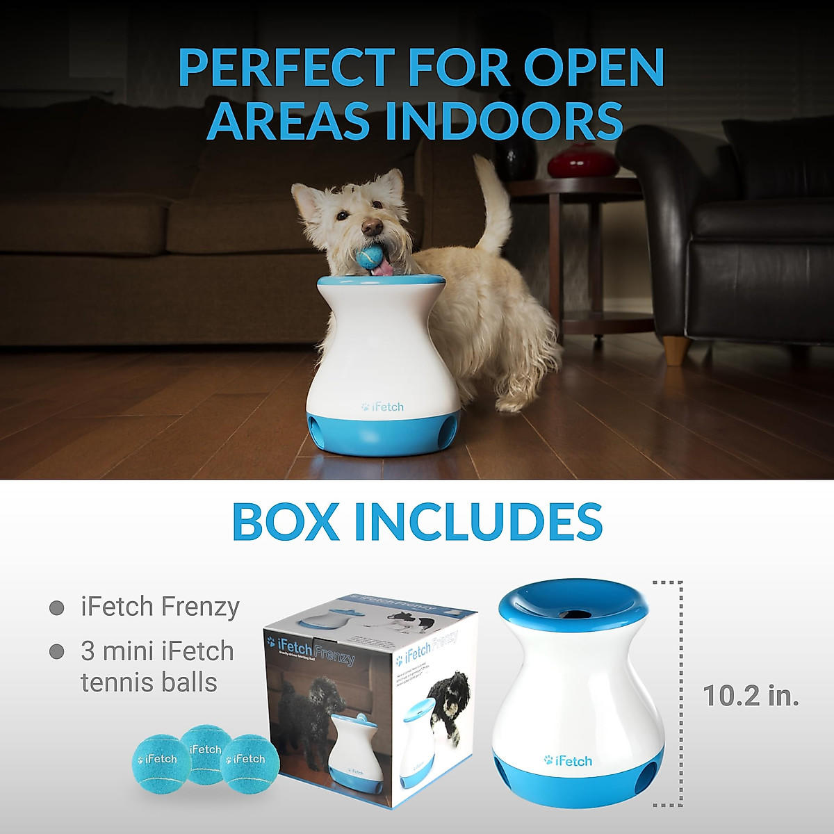 iFetch Frenzy Interactive Dog Toy, Self Fetch Mini Tennis Ball Machine for Small and Medium Dogs, Includes 3 Tennis Balls, Mental Stimulation Brain Game