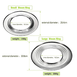 Boao 2 Pieces 11 Inch and 12 Inch Steam Ring, Stainless Steel Steaming Ring Adapter Fits 8 to 12 inches Stock Pots