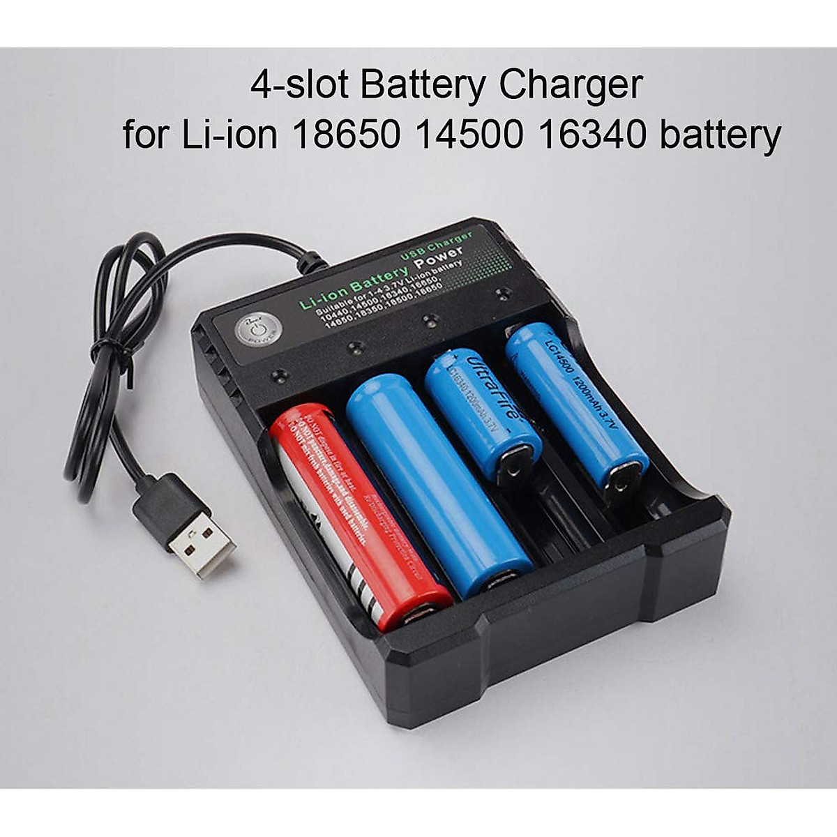 18650 Smart Battery Charger 4 Bay Fast Charge, for 3.7V Li-ion TR IMR 10440 14500 16650 14650 18350 18500 16340(RCR123) Batteries, Universal Smart Rechargeable Battery Charger