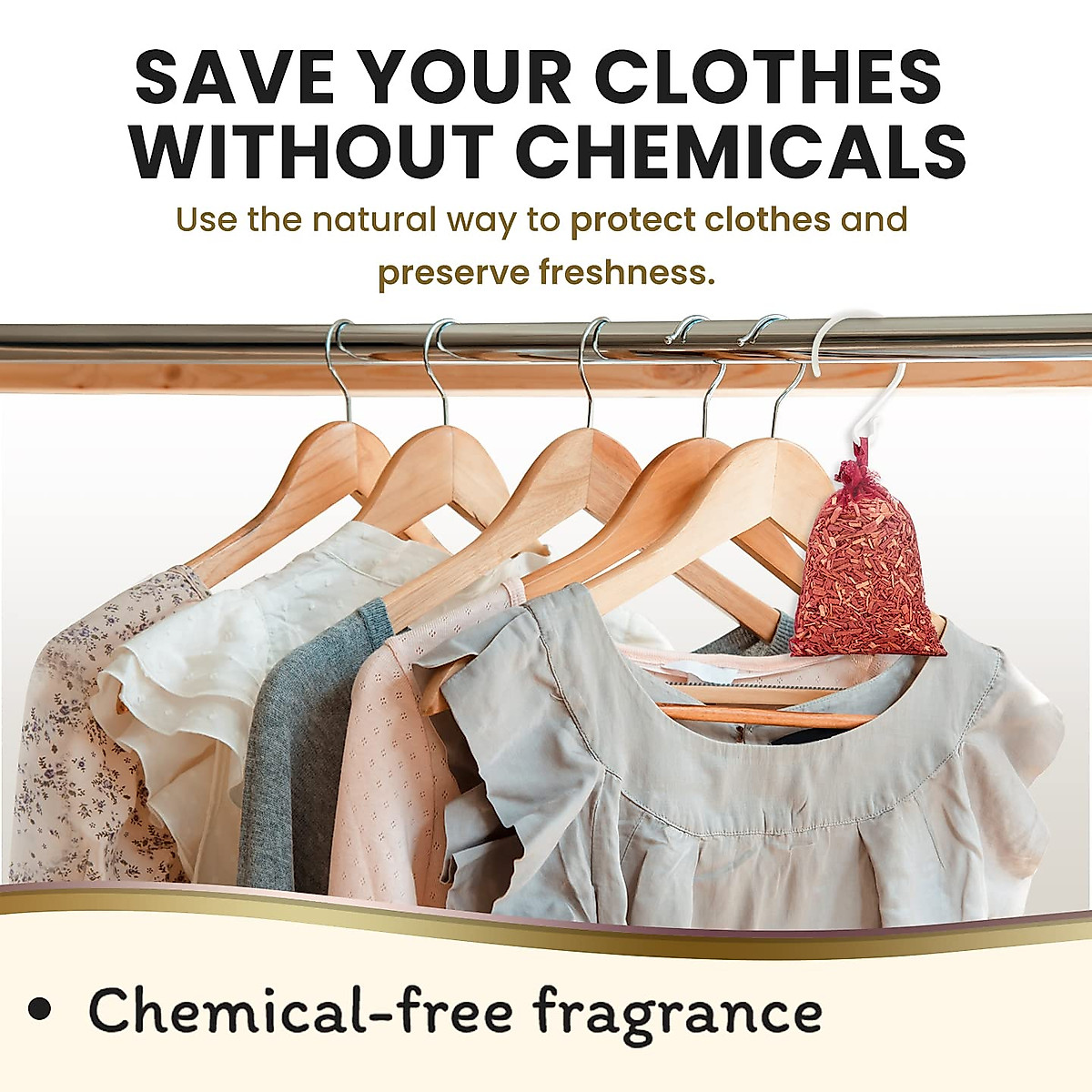 Cedar Sachet Bags, Fully Stuffed Scented Sachets with Hanger Hooks, Perfect for Closets, Drawers, Cars, Gym Bags, or Anyplace That Needs to Smell Better - Cedar Blocks for Clothes Storage