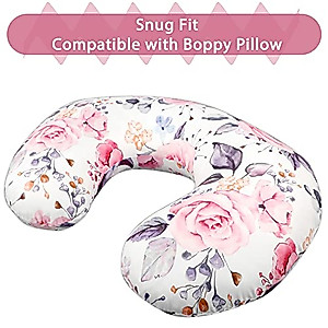 Nursing Pillow Cover Breastfeeding Pillow Slipcover for Moms Soft Breathable Organic Knit Fabric Newborn Infant Feeding Pillow Covers for Baby Girl Boy, Stylish Floral
