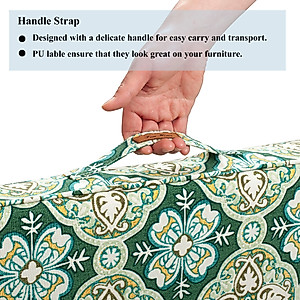 FUNHOME Outdoor Bench Cushion Water-Repellent, 48 x 18 Inch Bench Cushions for Outdoor Furniture, Settee Cushions with Handle and Straps, Patio Couch Cushion 1 Pack, Green Medal