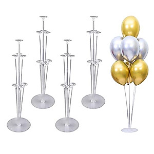 ZERIRA 4 Sets of Balloon Stand Kits, Reusable Clear Balloon Stand with Base Balloon Table Floor Stand for Birthday Party Baby Shower Wedding Anniversary Decoration