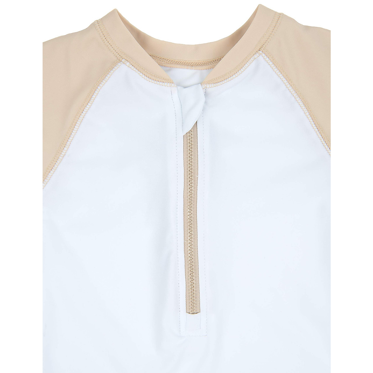 Leveret Kids Baby Boys Girls One Piece Rashguard UPF 50+ Solid Beige/White Size 12-18 Months